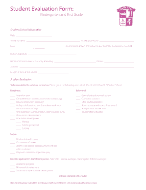 Fillable Online Student Evaluation Form: Fax Email Print - pdfFiller