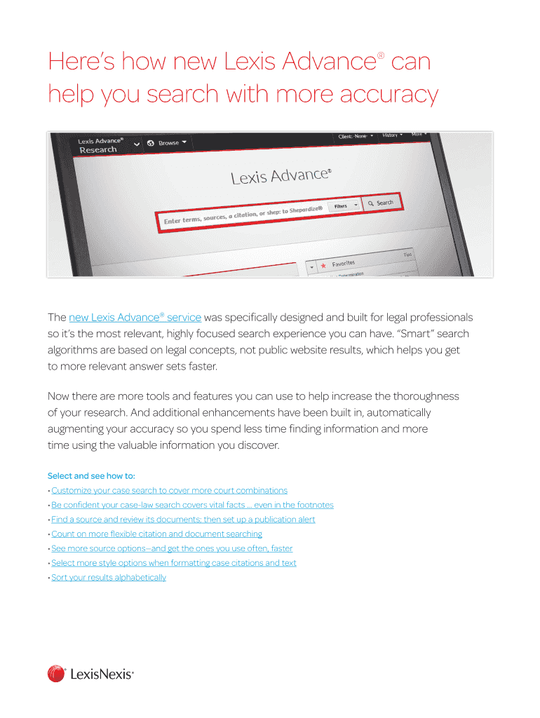 Fillable Online Heres how new Lexis Advance can Fax Email Print - pdfFiller