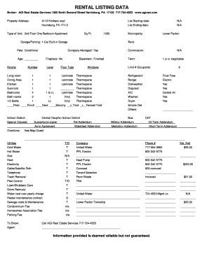Fillable Online RENTAL LISTING DATA Fax Email Print - pdfFiller
