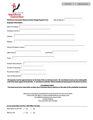 Fillable Online Workforce Connection Resource Room Usage Request Form Fax Email Print - pdfFiller