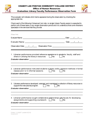 Fillable Online laspositascollege Evaluation: Library Faculty ...