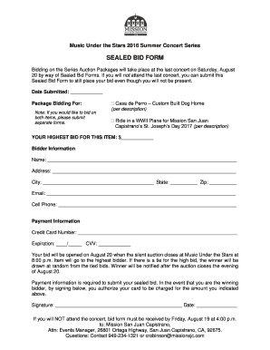 Fillable Online SEALED BID FORM - missionsjc.com Fax Email Print ...
