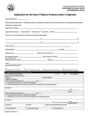 Fillable Online sfdph SFDPH 19H Tobacco Retail Sales Permit Form Fax ...