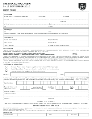 Fillable Online the msa euroclassic - MSA Classics Fax Email Print ...