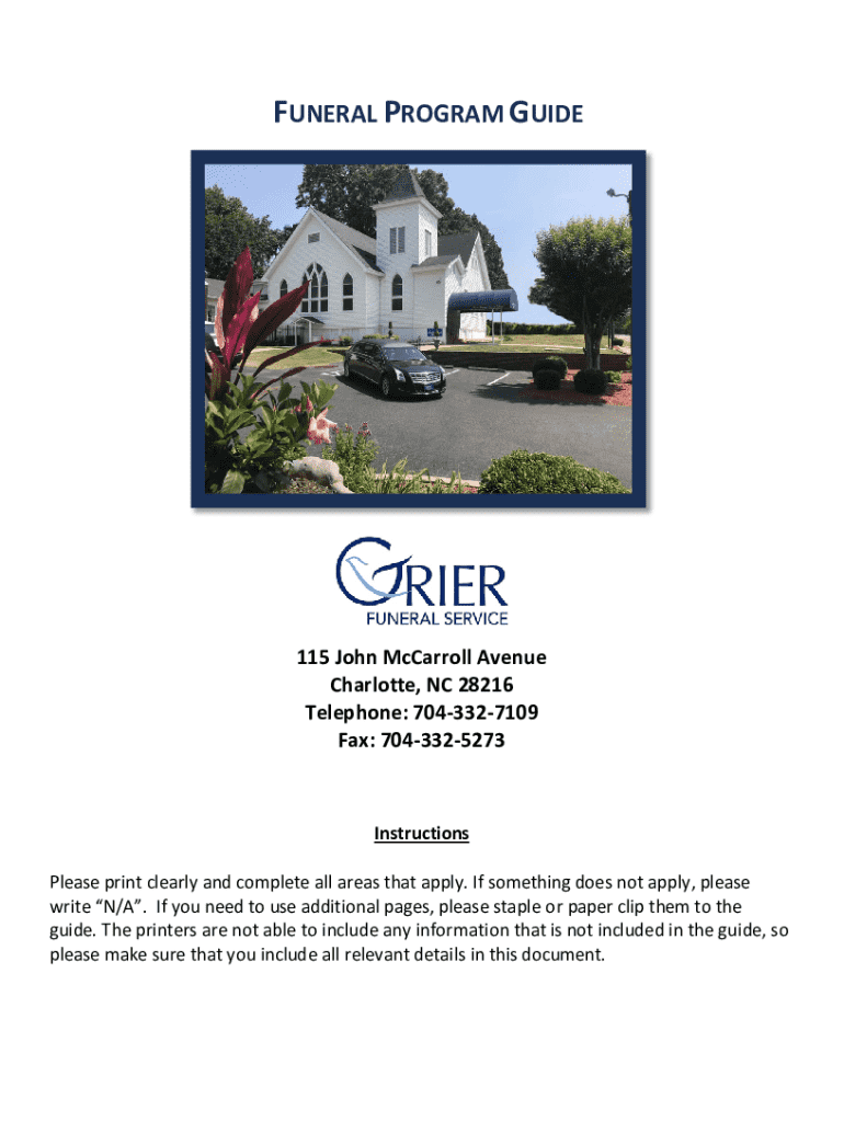 Fillable Online Funeral Program Template Fax Email Print - pdfFiller