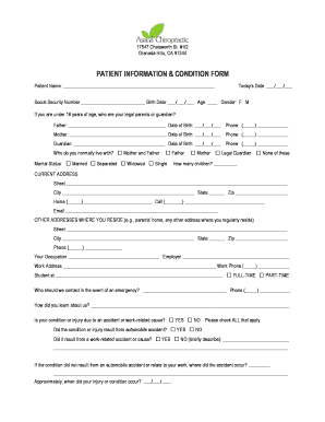 Fillable Online patient information & condition form - Asana ...