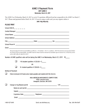 Fillable Online maa AIME II Payment Form - maa Fax Email Print - pdfFiller