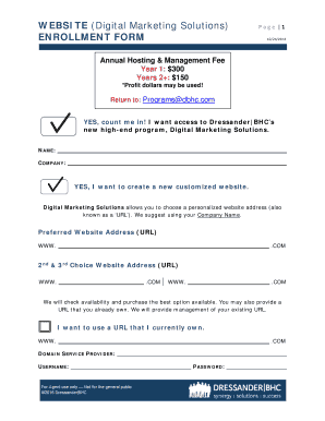 Fillable Online WEBSITE (Digital Marketing Solutions) 1 ENROLLMENT FORM ...
