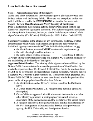 Fillable Online How to Notarize a Document (Continued) - California ...