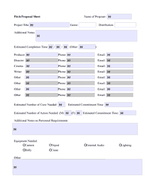 Fillable Online Pitch/Proposal Sheet Fax Email Print - pdfFiller
