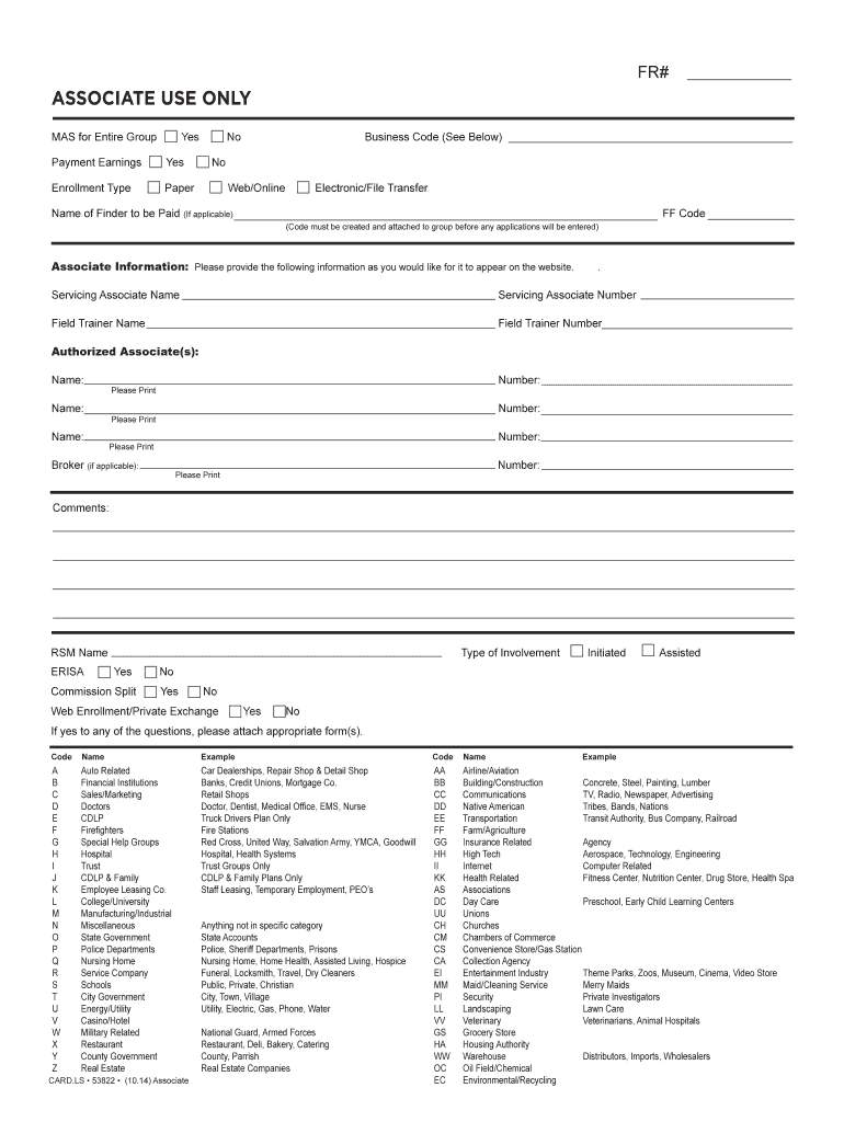 Fillable Online ASSOCIATE USE ONLY Fax Email Print - pdfFiller