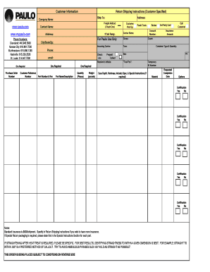 Fillable Online Return Shipping Instructions (Customer Specified) Fax ...