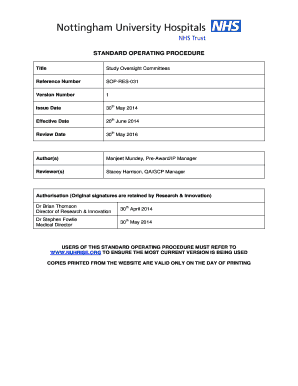 Fillable Online STANDARD OPERATING PROCEDURE - nuhrise.org Fax Email ...