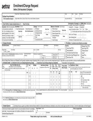 Fillable Online Enrollment/Change Request - Aetna. Enrollment/Change ...