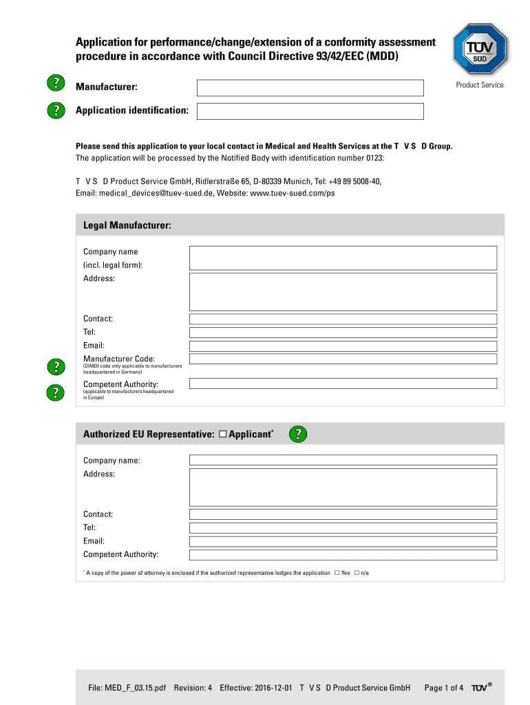 Fillable Online Application for performance/change/extension of a conformity assessment Fax ...