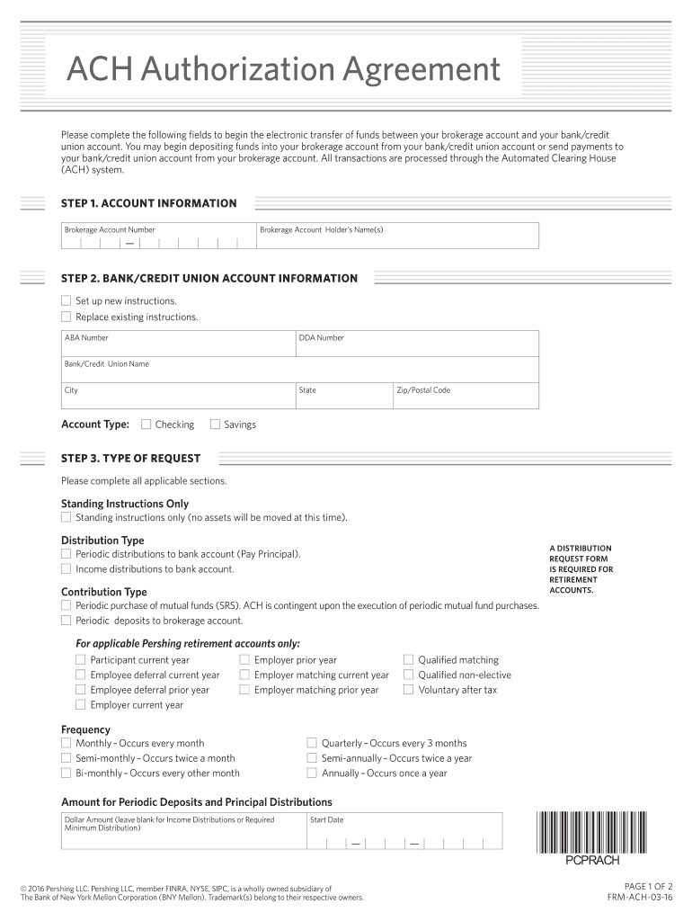 Fillable Online This form is used to request ACH Standing Instructions ...