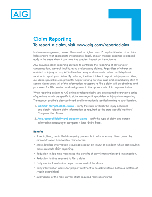Fillable Online Claim Reporting Fax Email Print - pdfFiller