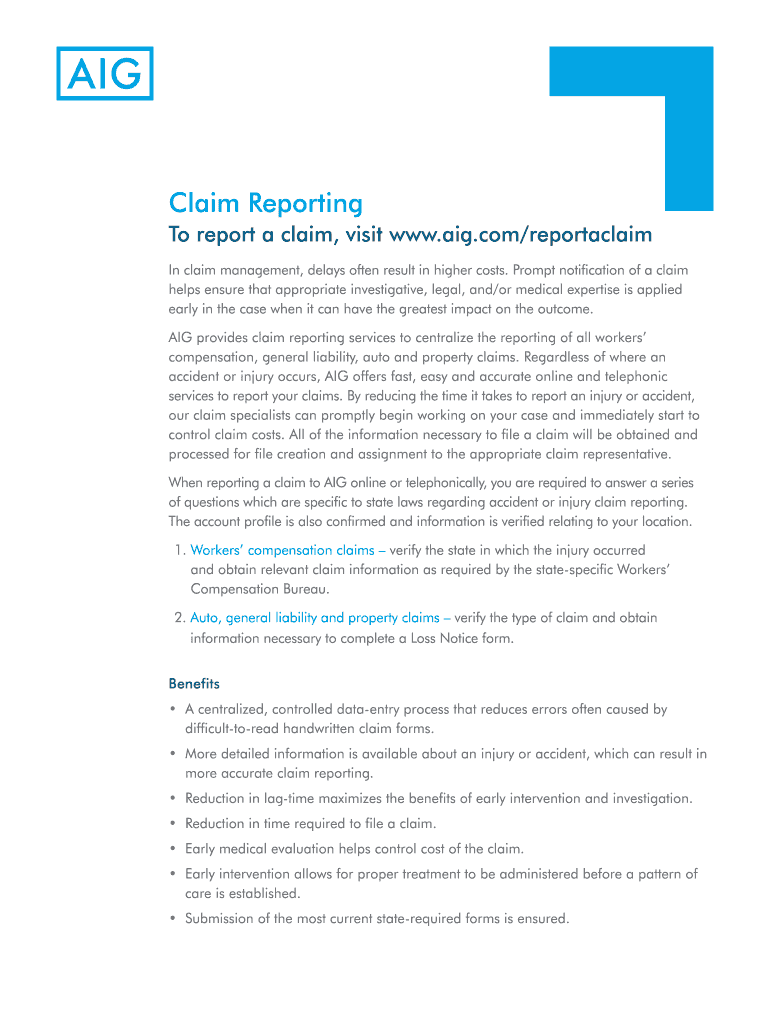 Fillable Online Claim Reporting Fax Email Print - pdfFiller