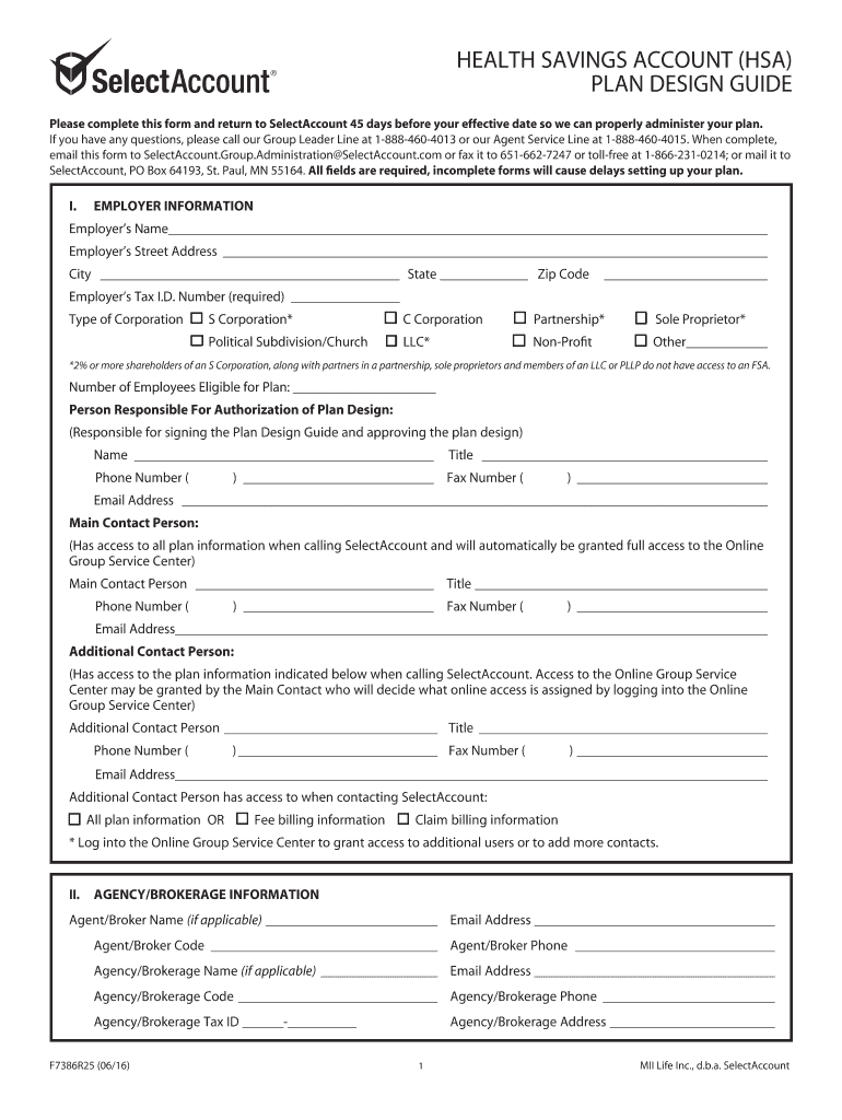 Fillable Online HEALTH SAVINGS ACCOUNT ( HSA) PLAN DESIGN GUIDE Fax Email Print - pdfFiller