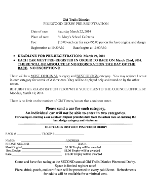 Fillable Online wfbsa RULES & REGULATIONS FOR ALL PINEWOOD DERBY CARS ...