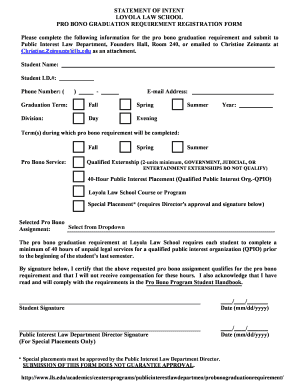 Fillable Online lls PRO BONO GRADUATION REQUIREMENT REGISTRATION FORM ...