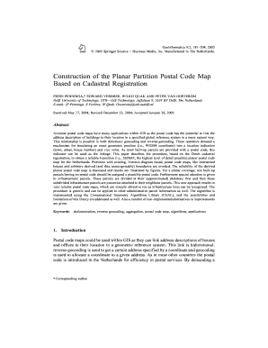 Fillable Online Construction of the Planar Partition Postal Code Map ...