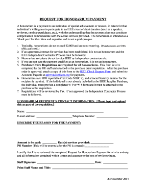 Fillable Online ieee Request for honorarium payment form - IEEE Fax ...