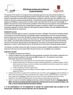 Fillable Online queensu Award Guidelines and Nomination Form - Queen's University - queensu Fax ...