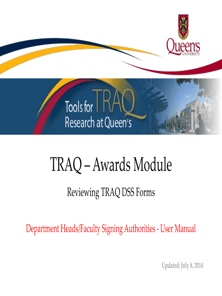 Fillable Online queensu Reviewing TRAQ DSS Forms - Queen's University ...