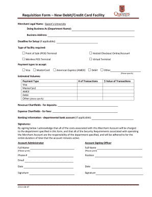 Fillable Online queensu Requisition Form New Debit/Credit Card Facility ...