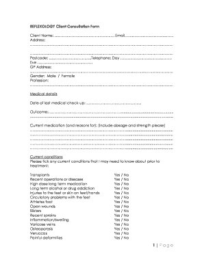 Fillable Online REFLEXOLOGY Client Consultation Form Fax Email Print ...