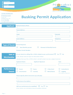 Fillable Online FURTHER INFORMATION Busking Permit Applica on Fax Email ...
