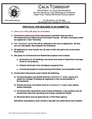 Fillable Online calntownship PROTOCOL FOR BUILDING PLAN SUBMITTAL ...