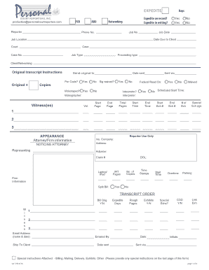 Fillable Online Personal Court Reporters, Inc. Court Reporter Worksheet ...