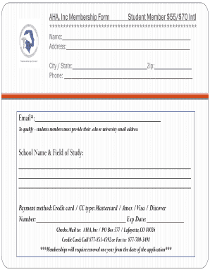 Fillable Online americanhippotherapyassociation AHA Membership Form ...