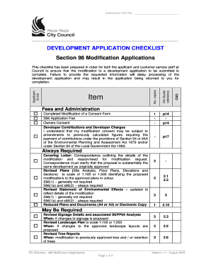Fillable Online Section 96 Modification Application Checklist - Wagga City ... Fax Email Print ...