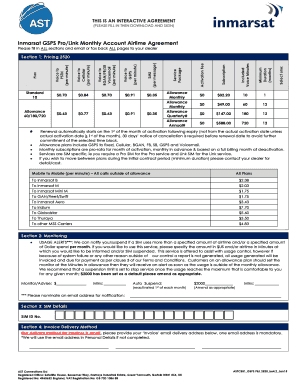 Fillable Online Inmarsat GSPS Pro/Link Monthly Account Airtime ...
