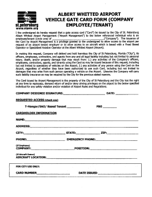 Fillable Online stpete Vehicle Gate Card Access Form - City of St. Petersburg - stpete Fax Email ...