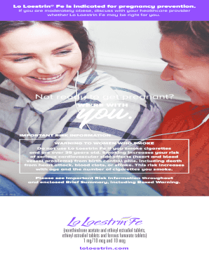 Fillable Online Lo Loestrin Fe is indicated for pregnancy prevention ...