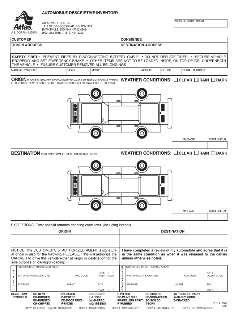 Fillable Online AUTOMOBILE DESCRIPTIVE INVENTORY Fax Email Print ...