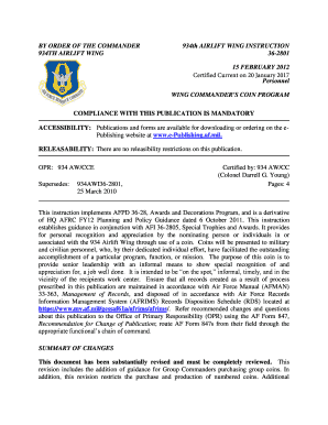 Fillable Online 934th AIRLIFT WING INSTRUCTION Fax Email Print - pdfFiller