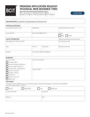 Fillable Online bcit TWD Personal Information PDF - BCIT - bcit Fax Email Print - pdfFiller