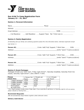 Fillable Online seagull-seafarer Run A Kid To Camp Registration Form ...