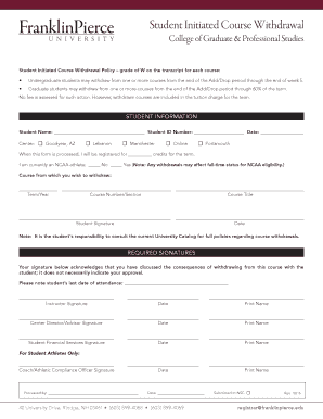 Fillable Online eraven franklinpierce Student Initiated Course ...