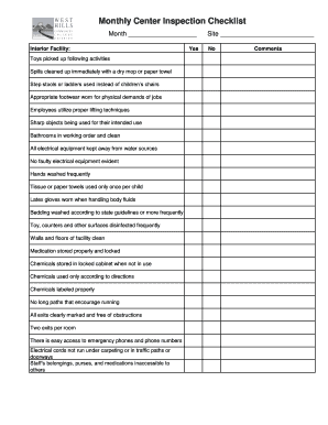 Fillable Online Monthly Center Inspection Checklist Fax Email Print ...