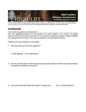 Fillable Online southwood adult-leaders-reference-questionnaire Fax Email Print - pdfFiller