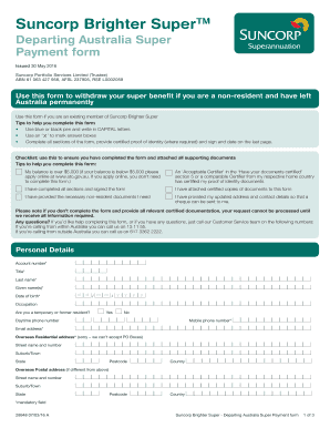 Fillable Online Departing Australia Super Payment form - suncorp.com.au Fax Email Print - pdfFiller