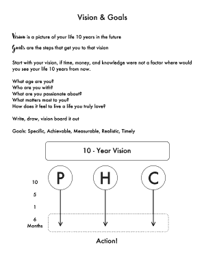 Fillable Online Vision is a picture of your life 10 years in the future ...