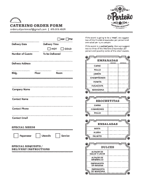 Fillable Online CATERING OR DER FORM Fax Email Print - pdfFiller
