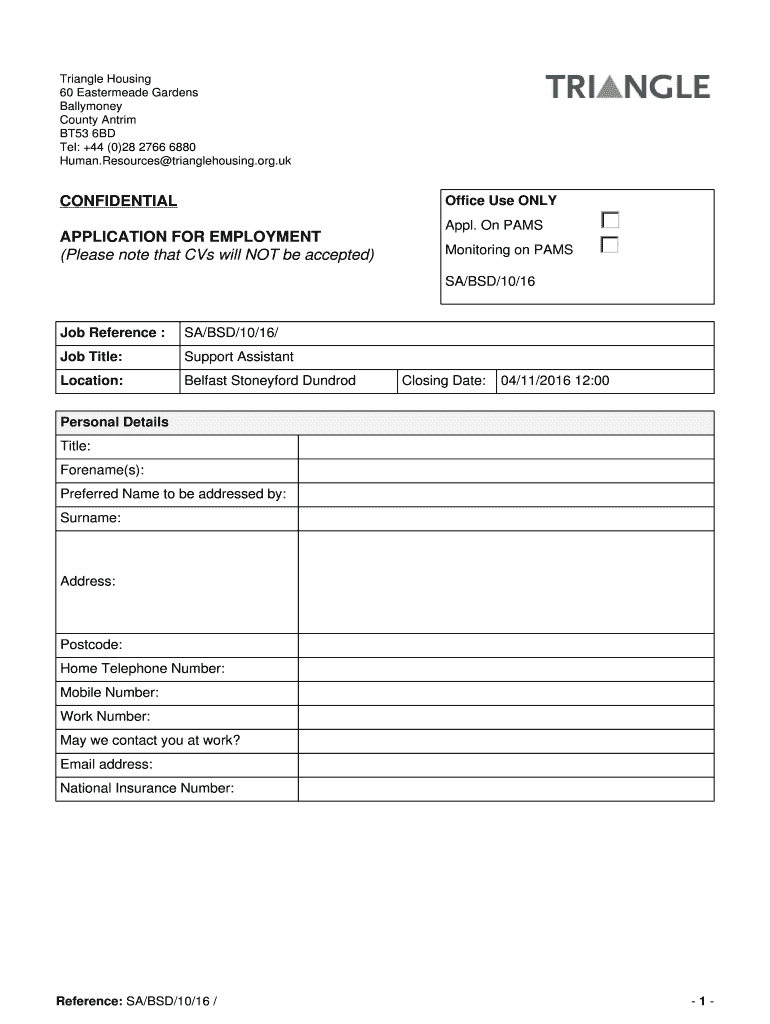 Fillable Online communityni (Please note that CVs will NOT be accepted ...